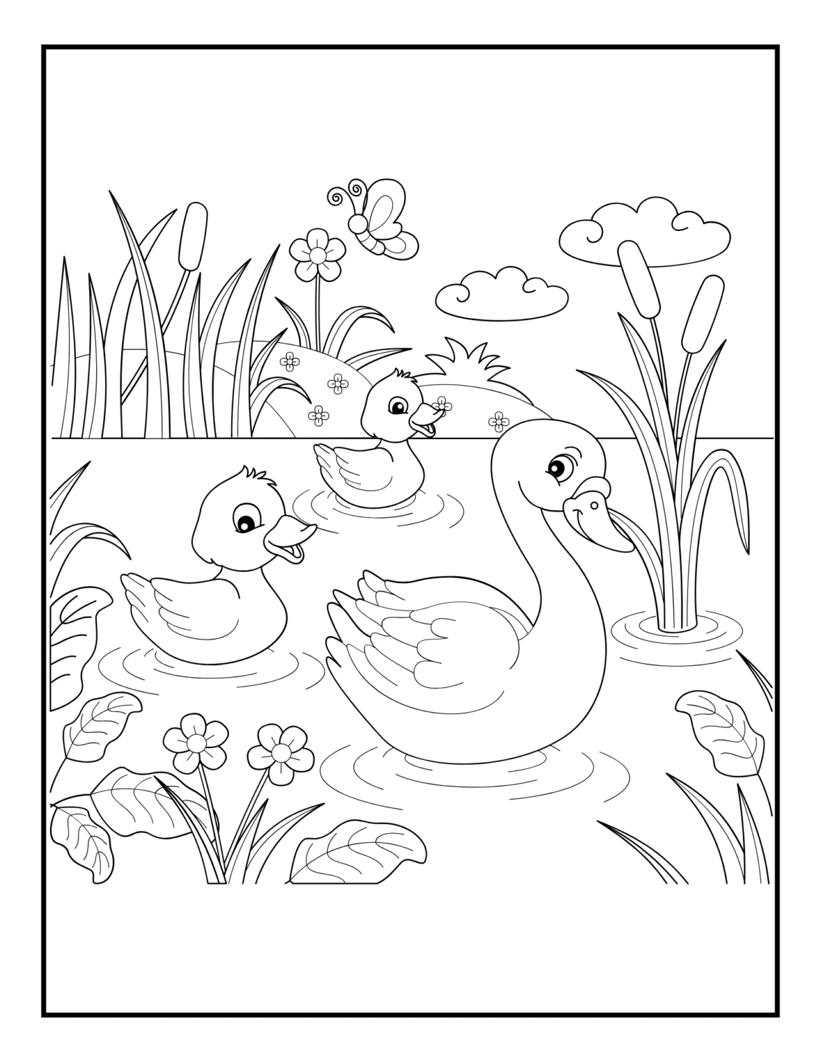 Cute Duck Coloring Pages