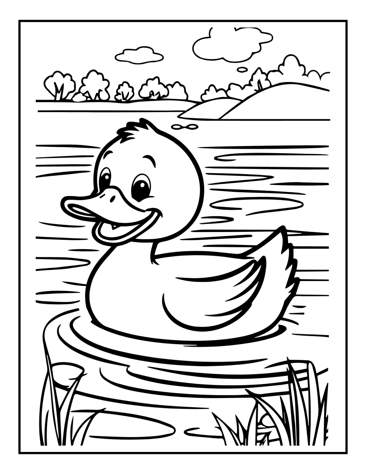 Cute Duck Coloring Pages