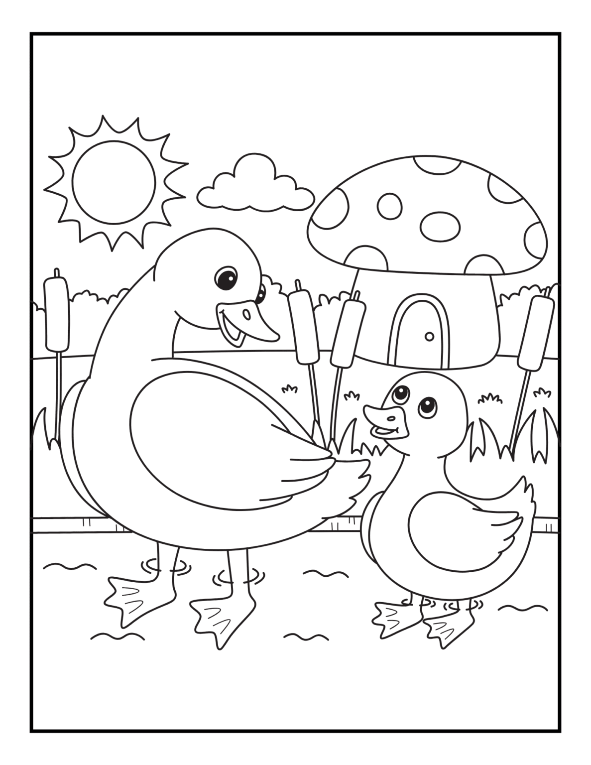 Cute Duck Coloring Pages